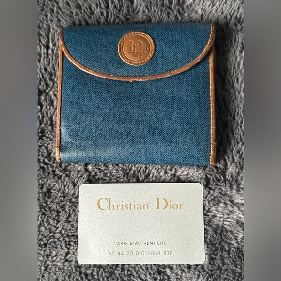 Dior | Bags | Christian Dior Blue Leather Bifold Vintage Leather Wallet ...
